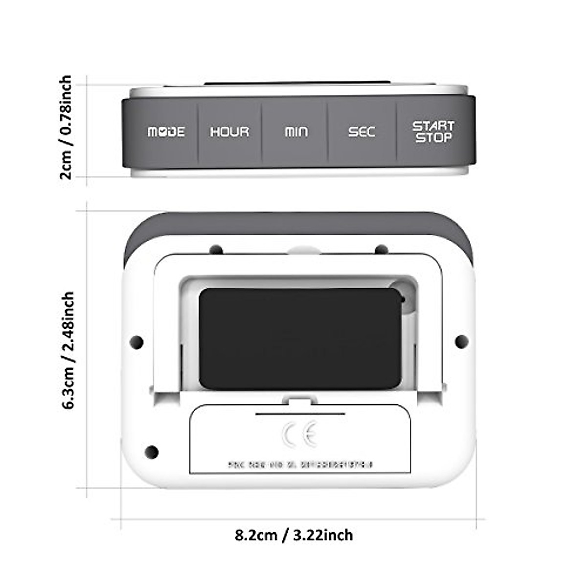 VPAL Digital Kitchen Timer 12/24 Hours Alarm Clock with Magnetic Back and Retractable Stand, Large LCD Display