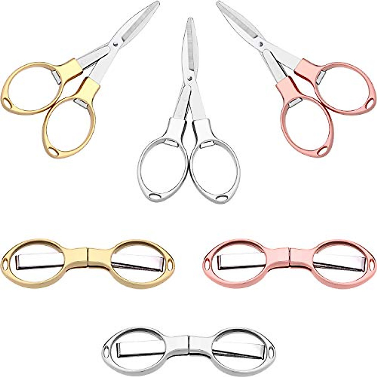 Stainless Steel Scissors Anti Rust Folding Scissors Glasses Shaped Mini Shear for Home and Travel Use (6)