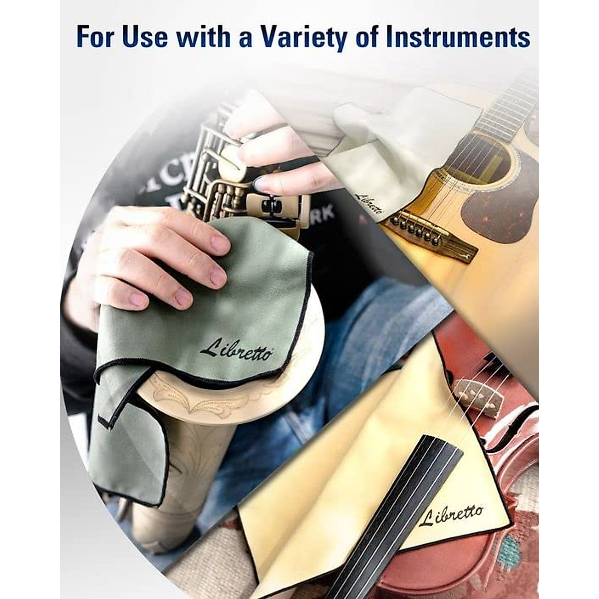 Libretto Microfiber Polish Cloth for Musical Instrument, 3 Sizes in 1 Pack, Violin and Cello Cleaning Product, Yellow, Lint-Free, Super Soft, Gift, for Piano, Guitar, Trumpet, Saxophone, Laptop.