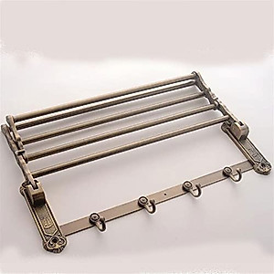 SHIJIESKY Towel Rail Wall Mounted, Kitchen and Bathroom Hardware Accessories,Stainless Steel Towel Rack,Antique Folding Bath Towel Rack,Bathroom Shelf