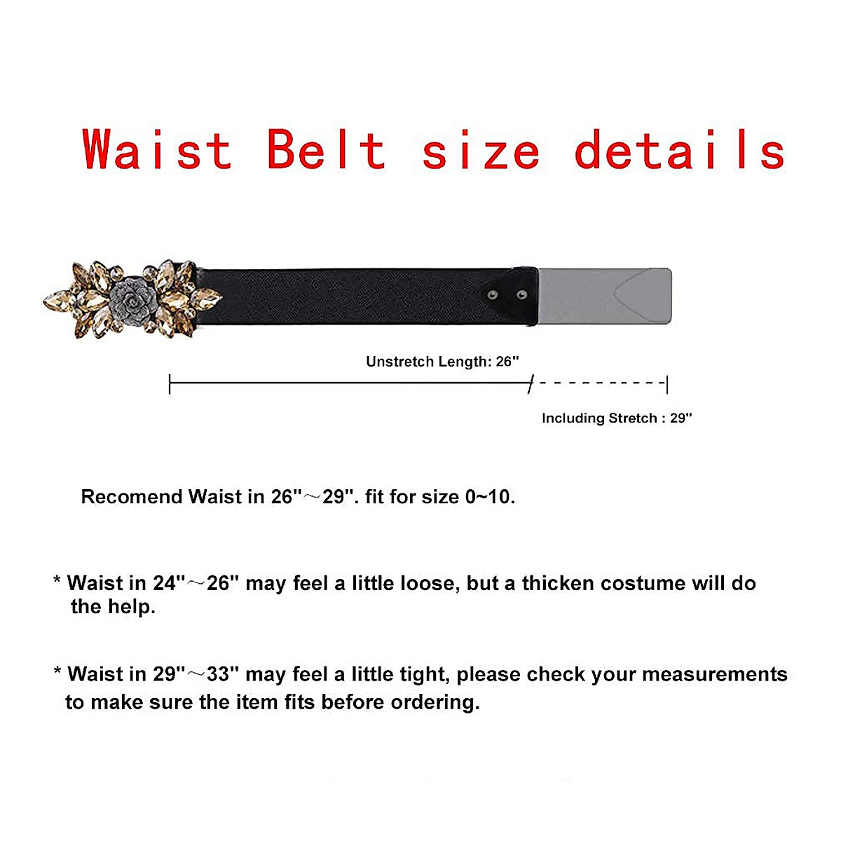 E-Clover Fashion Floral Rhinestone Buckle Women's Elastic Waist Cinch Belt for Dress for Waist Size 25''-32''(Green1)