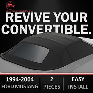 Sierra Auto Tops Replacement Convertible Soft Top with Heated Glass Window, fits Ford Mustang models 1994-2004, Premium Grade Sailcloth Vinyl, Black