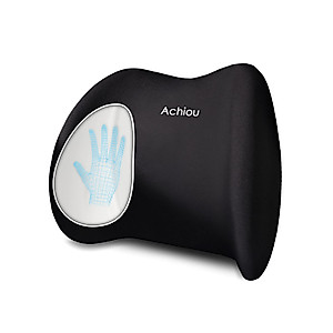 Achiou Lumbar Support Pillow for Office Chair Car Seat Orthopedic Chair, Memory Foam Pad and Back Cushion for Back Pain Relief, Versatile Use Supportive Cushion
