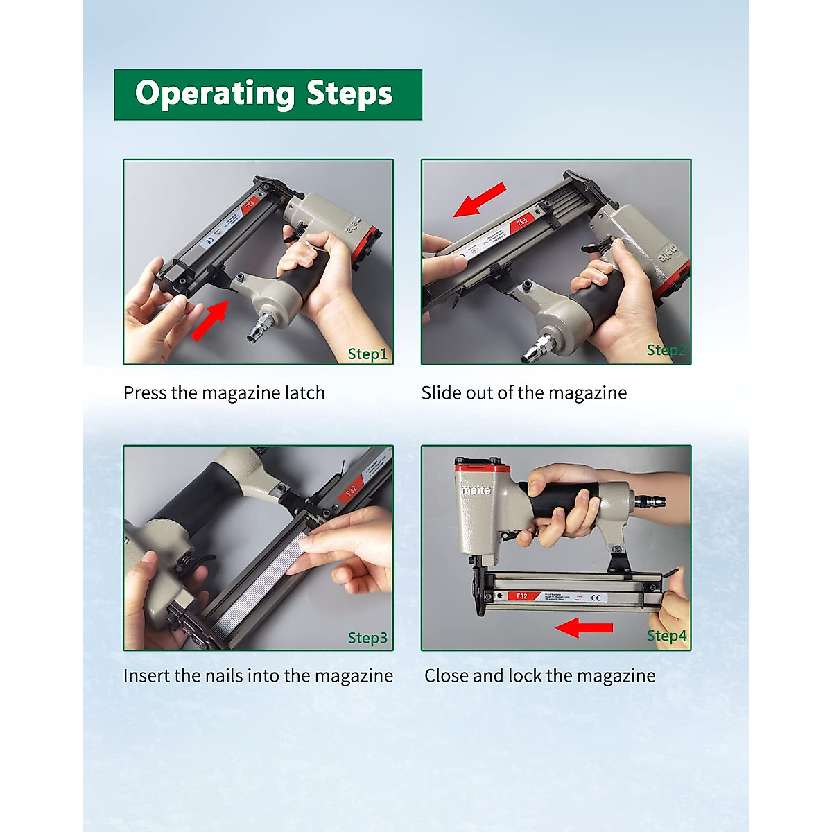 meite 18 Gauge Brad Nails, 1/2-Inch 18GA Brad Nails, Galvanized Nail Gun Nails for Pneumatic, Electric Brad Nailer Gun (5,000 Counts)