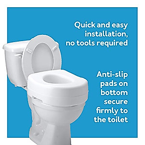 Carex Toilet Seat Riser - Adds 5 Inch of Height to Toilet - Raised Toilet Seat With 300 Pound Weight Capacity - Slip-Resistant (White)