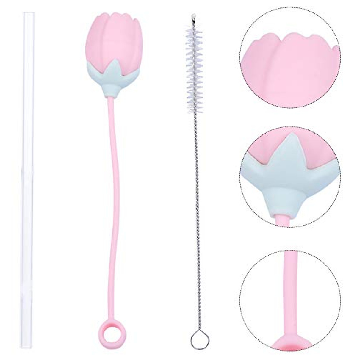 TOYANDONA 2pcs Straw Plug Silicone Straw Lids Drink Straw Cleaning Brush Drinking Straw Tips Test Tube Brush Glass Straw Drinking Straw - Cover Accessories Sippy Cup