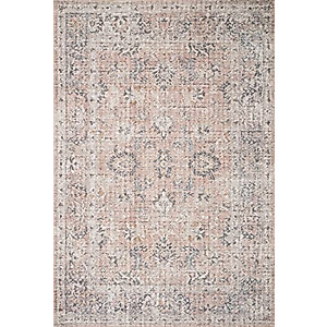 Loloi II Skye Collection SKY-01 Blush/Grey 2'-0" x 5'-0", 13" Thick, Accent Rug, Soft, Durable, Vintage Inspired, Distressed, Low Pile, Non-Shedding, Easy Clean, Printed, Living Room Rug