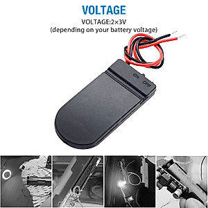 QTEATAK 6 Pcs 2 x 3V CR2032 Button Coin Cell Battery Holder with Leads On Off Switch