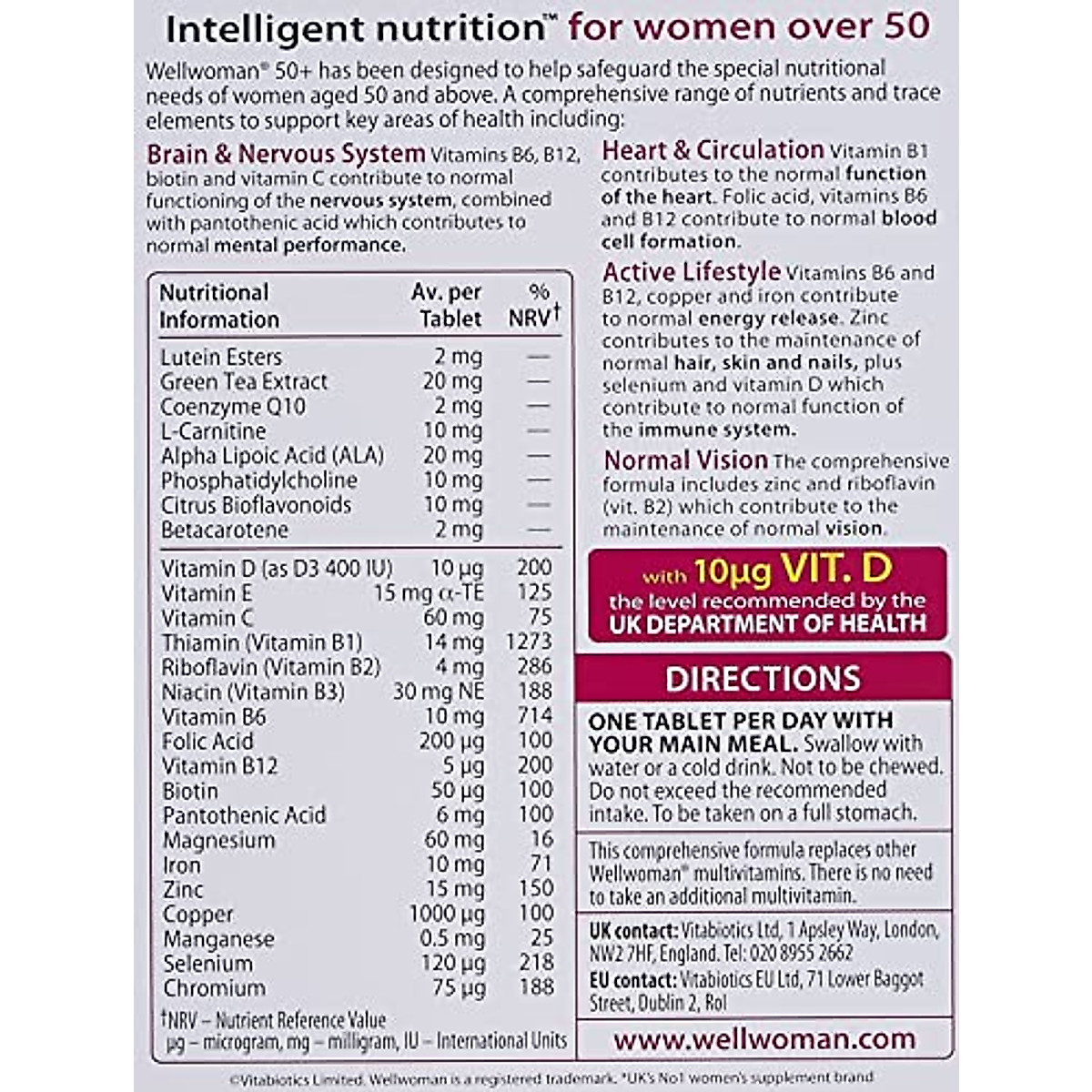 Wellwoman Vitabiotics 50+ 30 Tablets