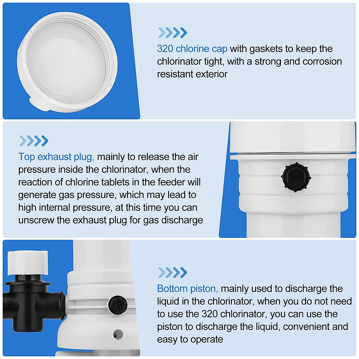 Upgraded 320 Pool Automatic Chlorine/Bromine Inline Feeder Compatible with Rainbow 320 Chlorinator, R171096 Feeder with Complete Accessories, One Year Warranty