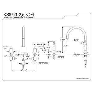 Kingston Brass KS8728DFL Widespread Kitchen Faucet, Brushed Nickel