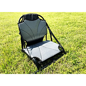 Pactrade Marine Adjustable Straps Black Gray Textilene Mesh Fabric Upright Deluxe Lightweight Kayak Seat Foldable Canoe Cushion Aluminum Frame Sit On Top Fishing Canoeing Boating Kayaking Rafting