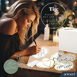ARTESORI White Wedding Card Box - Cards Stickers & Large Box Slot, Gift Card Box for Wedding Cards At Reception, Birthday, Baby Shower, Graduation Box Party, Raffle, Money Boxes Holder - 8x8