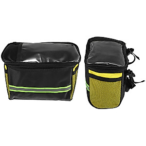 X AUTOHAUX 5L Capacity Bike Handlebar Bag with 7 inch Touch Screen Phone Holder Mesh Side Pocket Bicycle Front Storage Bag for Mountain Bikes Yellow