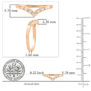 Dazzlingrock Collection 0.10 Carat (ctw) Round White Diamond 7 Stone Chevron Wedding Ring for Her in 14K Rose Gold Size 6