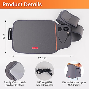 Comfheat Back Heating Pad with Vibration Massage for Lower Back Pain Relief USB Lumbar Heating Pads for Car Travel, Heated Waist Belt Warm Therapy Helpful for Lumbar Spine, Cramps (Non-Rechargeable)