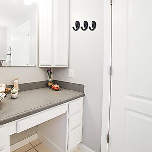 PRETYZOOM 5pcs Metal Wall Hooks for Hanging, Heavy Duty Iron Hanging Hooks for Coat, Cap, Wall Mount Coat Hanger with Screws, Retro Style