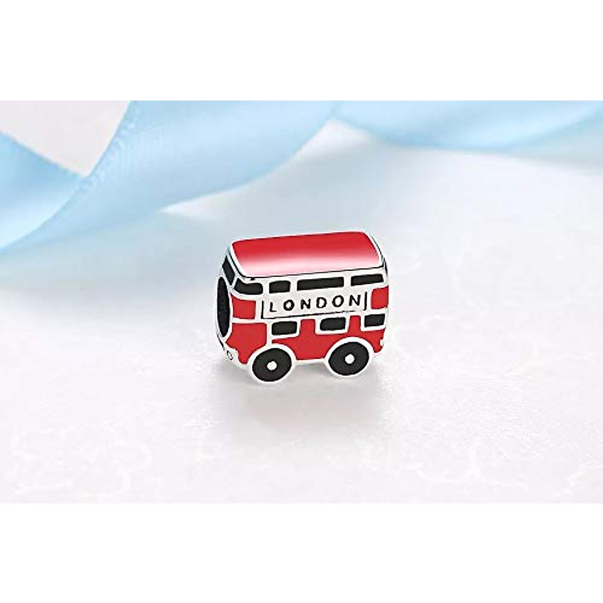 ARTCHARM London Double Decker Bus Charm 925 Sterling Silver with Red Enamel, Travel/DIY Charms-Peaceful Theme, Memorable Gifts for Volunteer (London Bus)