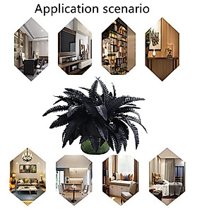 3 Pieces of Artificial Boston Fern Leaf Plants, Fake Shrub Flowers Indoor and Outdoor Home Garden Balcony Decoration, DIY Decorative Flower Pot Filling, Indoor Decoration (14 inches，Black)