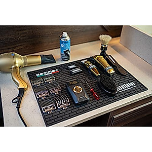 GAMMA+ Professional Salon and Barber Shop Mat and Hot Tools Station Organizer, Heat Resistant Rubber