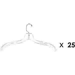 Extra Heavy-Duty 17 inch Wide Clear Plastic Adult Shirt Hangers with Swivel Hook and Notched Shoulders (Quantity 100) (100)