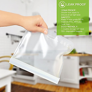 Coupount 10 Pack Reusable Ziplock Bags Silicone,Reusable Food Storage Bags,Leakproof Reusable Freezer Bags, BPA Free Reusable Food Storage Bags