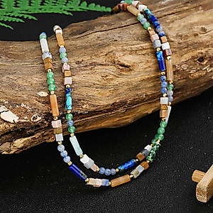 Boho Semi Precious Stone Beaded Mixed Layered Choker Necklace for Women