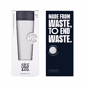 Circular & Co Reusable Coffee Cup - 16oz - 100% Leakproof Large Travel Mug - Made from Recycled Coffee Cups - Sustainble Insulated Coffee Tumbler - BPA Free - Dishwasher Safe