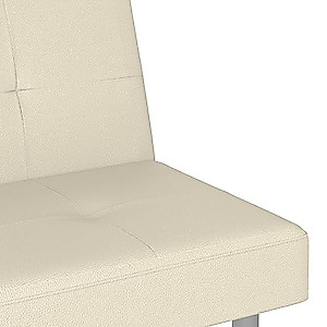 YAFF Modern Folding Sofa Bed, Faux Leather Convertible Sleeper Couch with 2 Cushions & USB connector & Cup Holders, Home Love seat Guest Bed for Living Room, Guest Room, 78.7"W x 35"D x 27.6"H— Cream