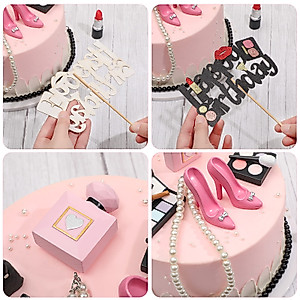 10 Pcs Makeup Cake Topper Cosmetics Birthday Makeup Cake Decorations 3D Resin Bridal Shower Cake Topper Lipstick Perfume Eye Shadow Blush Spa Theme Party Supplies for Girls Women Makeup Birthday Party
