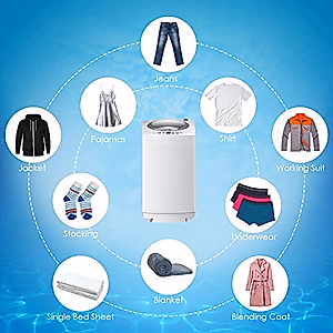 Casart Washing Machine Portable Compact Full-Automatic W/Drain Pump 8 Lbs Cloth Washer and Spinner