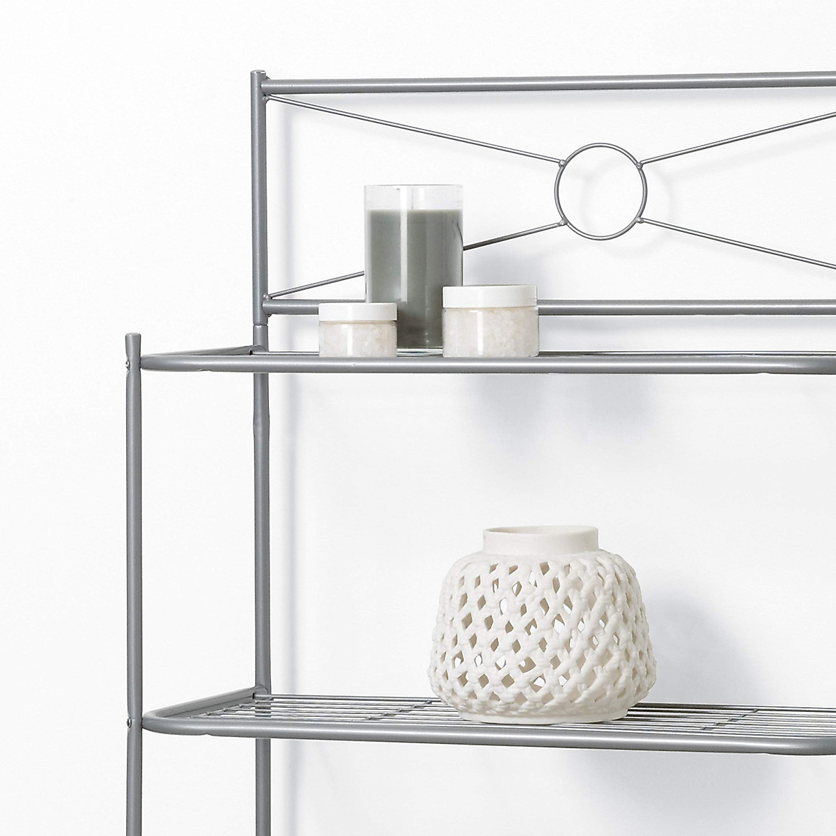 Zenna Home Metal Over-the-Toilet Bathroom Spacesaver, Satin Nickel