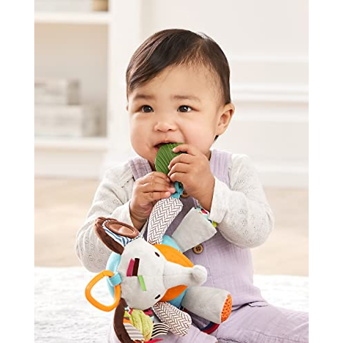 Skip Hop Bandana Buddies Baby Activity and Teething Toy with Multi-Sensory Rattle and Textures, Elephant
