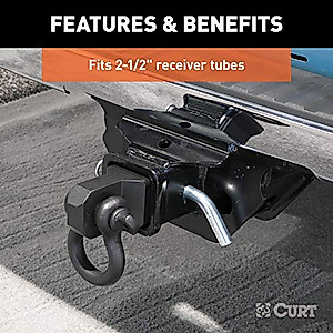 CURT 45831 D-Ring Shackle Mount Trailer Hitch, Fits 2-1/2-Inch Receiver, 13,000 lbs, CARBIDE BLACK POWDER COAT