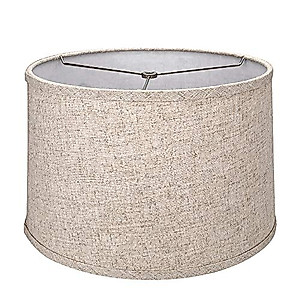 TOOTOO STAR Brown Lamp Shade Medium Drum Lampshade for Chandeliers Floor Light and Table Lamp 13x14x9 inch, Natural Linen Hand Crafted, Spider