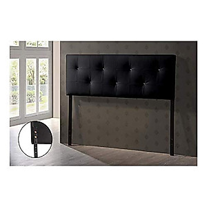 Baxton Studio Dalini Modern and Contemporary Full Black Faux Leather Headboard with Faux Crystal Buttons