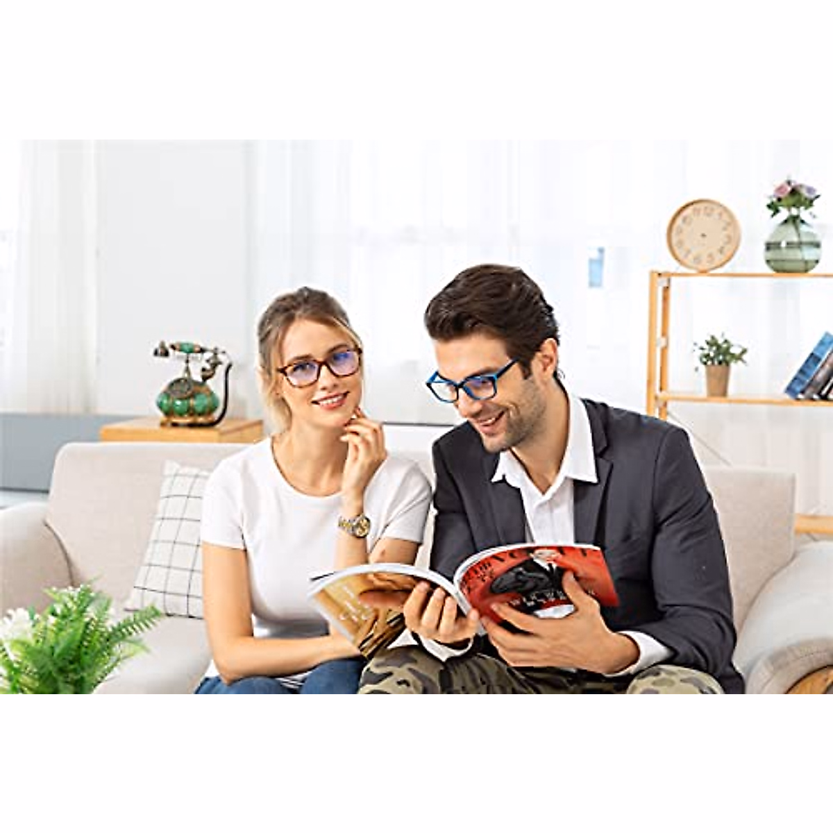 K KENZHOU 5-Pack Reading Glasses Blue Light Blocking, UV400 Ultra Lightweight Spring Hinge Eyeglasses, Computer/TV/Phone Readers, Anti Eyestrain, UV Glare, Blurry Vision, for Men & Women(150)