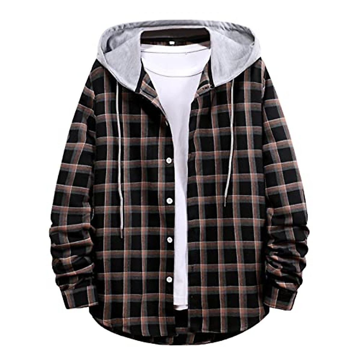 Mens Hoodies Pullover Men's Casual Plaid Flannel Jacket Lightweight Flannel Hoodie Long Sleeve Button Down Shirt Hoodies Coat Outfits p01