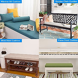Millsilo Custom Size Bench Cushion for Indoor Outdoor Furniture, Non-Slip Window Seat Cushions, Piano Dining Cushion for Bench, Long Storage Bench Cushion, Washable Cover, 70D High Density Sponge
