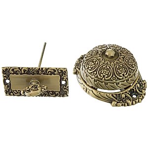 idh by St. Simons 18055-005 Ornate Premium Quality Solid Twist Bell with Key Plate, Antique Brass