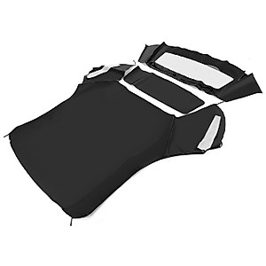 Kojem Convertible Soft Top Compatible with 1994-2004 Ford Mustang Sailcloth Vinyl Roof with Plastic Window Black Foldable