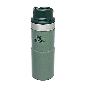 STANLEY Trigger Action Travel Mug 0.35L / 12OZ Hammertone Green – Keeps Hot for 5 Hours - BPA-free Stainless Steel Thermos Travel Mug for Hot Drinks - Leakproof Reusable Coffee Cups