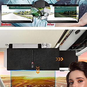 Polarized Sun Visor for Car with Zipper Slider, Upgraded UV400 Car Sun Visor Extension with PC Lens and Side Sunshade, Anti-Glare Car Visor for Safe Driving, UV-Filtering/Protection