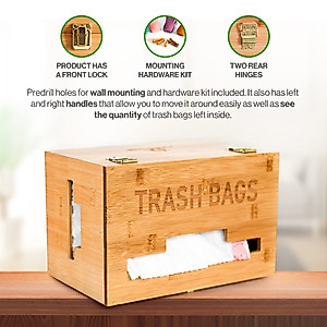 Trash Bag Dispenser – Extra Large Garbage Bag Roll Holder Storage Under Sink - Kitchen Bag Container Organizer - Includes Set of 4 Magnetic Clips