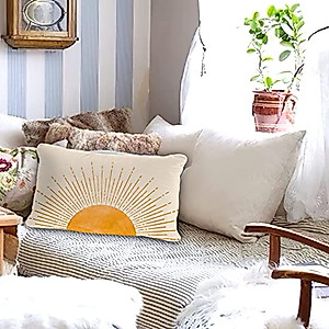 OGILRE Sun Sunrise Sunshine Abstract Home Girls Bedroom Decorations Soft Throw Pillow Cover, Sunset Pillow Case Pillowcase, 12x20 Inch