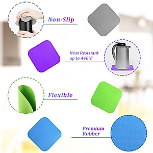4pcs Jar Gripper Pads, Multifunctional Rubber Jar Gripper Pads Square-Shaped Jar Opener Grippers Kitchen Coaster for Elderly Children Women Weak Hands (4 Colors)