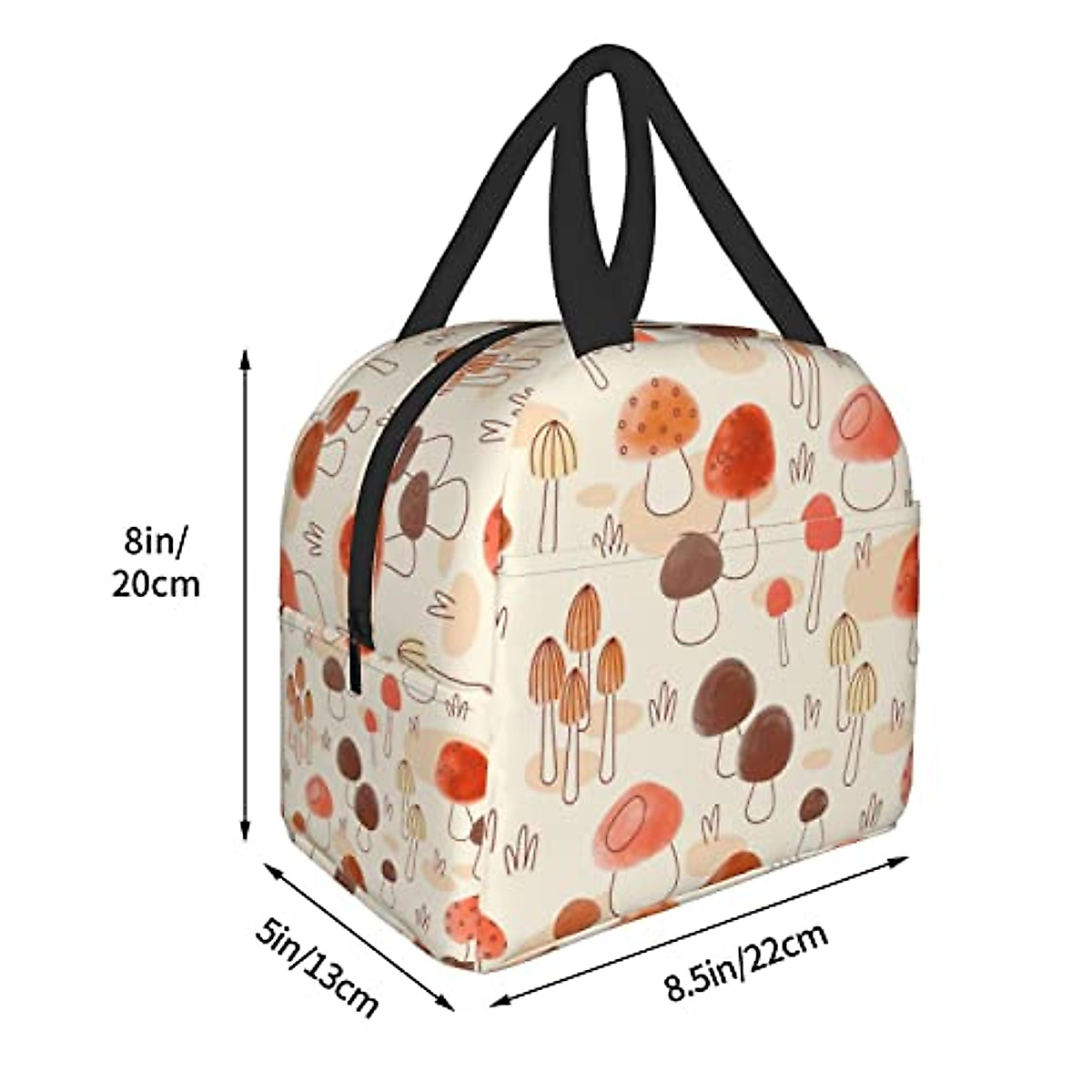 Senheol Cute Mushroom Print Lunch Box, Kawaii Small Insulation Lunch Bag, Reusable Food Bag Lunch Containers Bags for Women Men