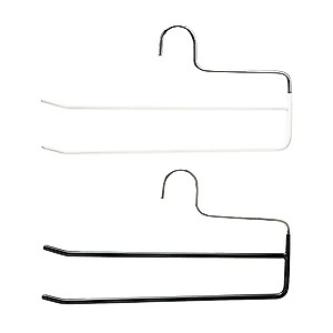 SHIMOYAMA Open-Ended Pants Hangers, 10 Pack, Space-Saving Double Rods Pant Hanger for Jeans, Trouses, Scarf