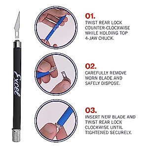 Excel Blades Soft Grip Craft Knife Set, Soft Grip Fine Point Angled Blades for Precision Cutting & Trimming, Multi-Purpose Hobby, Scrapbooking, and Crafting Tools, Grey, 3-Pack