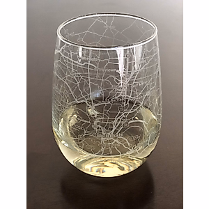Stemless 17oz Wine Glass Urban City Map Cincinnati Ohio
